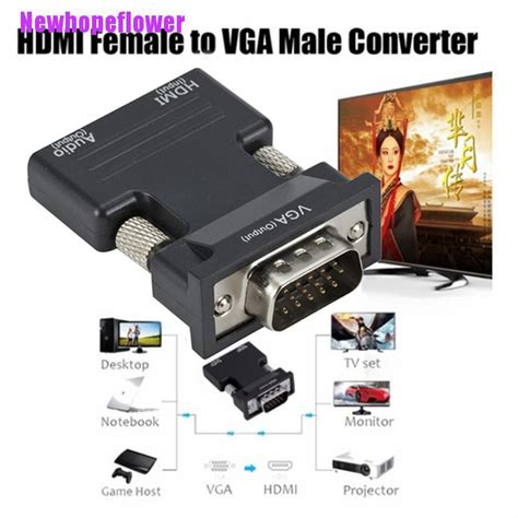 Hdmi Conversor Fêmea Para Vga Macho Suporte Adaptador De Áudio 1080P Sinal Faz a Boa