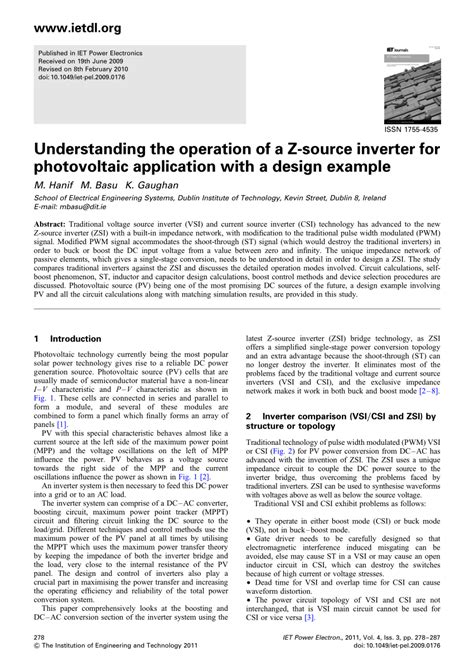 Pdf Understanding The Operation Of A Z Source Inverter For Photovoltaic Application With A