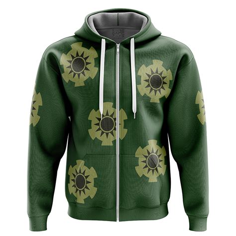 Zoro Wano Pattern One Piece Zip Hoodie Jacket Anime Ape