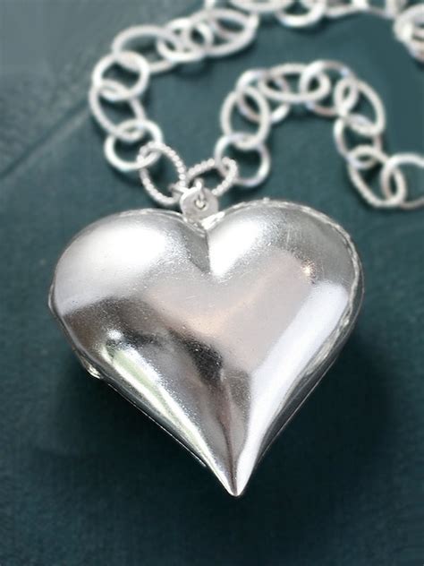 Extra Large Heart Sterling Silver Locket Necklace By Tforedgar