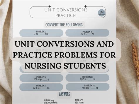Nursing Unit Conversions And Equivalents Cheat Sheet Digital Pdf With Practice Problems
