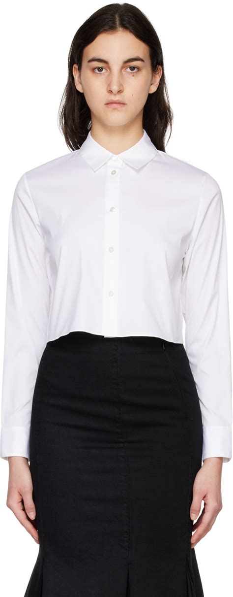 Theory White Cropped Shirt Theory