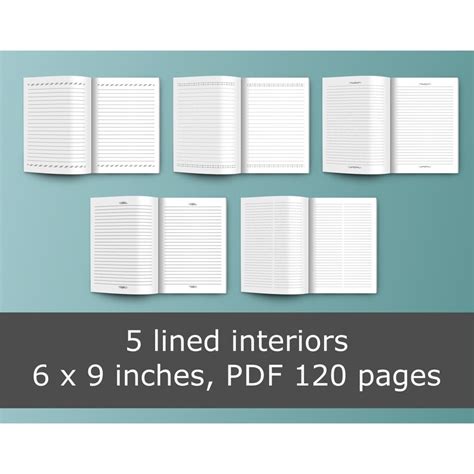 kdp template lined notebook journal diary page 6x9 kdp ready etsy