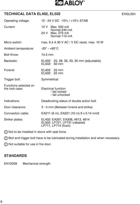 An ASSA ABLOY Group brand. ABLOY EL402, EL502 - Solenoidilukko ...