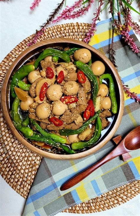 돼지고기 부드러운 안심 메추리알 장조림 만들기 꽈리고추넣어 더 맛나게 일주일반찬 네이버 블로그