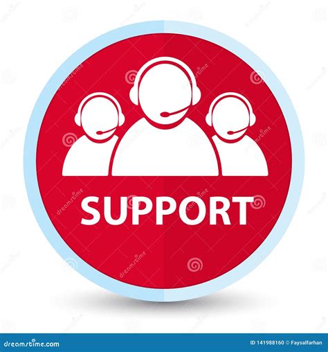 Support Customer Care Team Icon Flat Prime Red Round Button Stock Vector Illustration Of