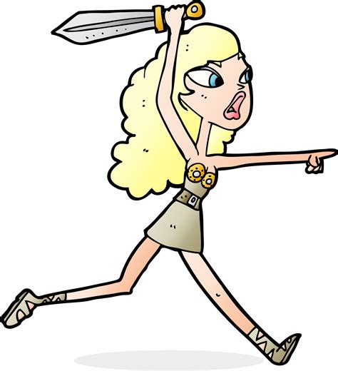 Cartoon Viking Girl With Sword 45150859 Png