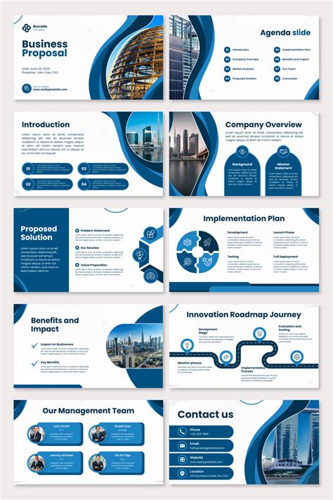Sleek Blue And White Modern Business Proposal Slide Design In 2025