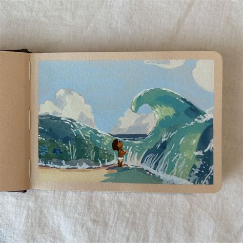 Moana Painting By Me Gouache On Toned Watercolor Paper 4x6” Rmoana