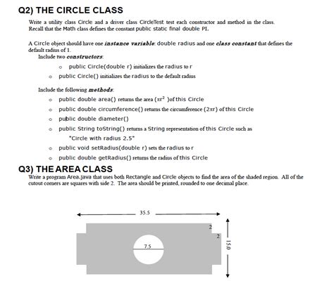 solved q2 the circle class write a utility class circle and