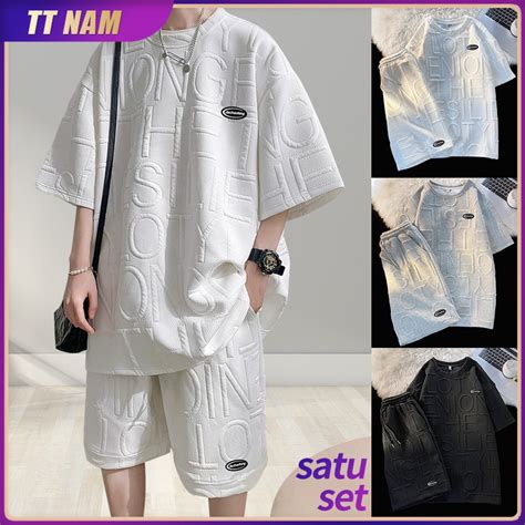 Jual Baju Set Pria Distro Baju Setelan Pria Kekinian Korea Kaos