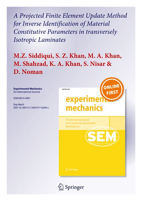 Pdf A Projected Finite Element Update Method For Inverse