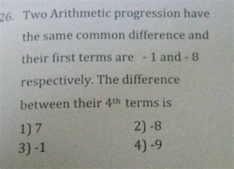 Two Arithmetic Progression Have The Same Common Difference And Their Firs