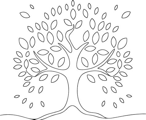 Elegant Line Art Tree Design With Leaves Illustration Vector Art At Vecteezy