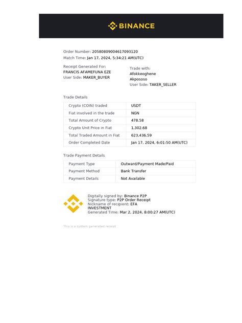 743381019 Sample Of A Binance P2p Order Receipt Pdf