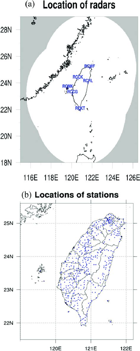 The Positions Of A Six Radars With Radar Coverage And B The Surface Download Scientific