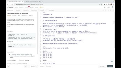 Leetcode 583 Delete Operation For Two Strings Dynamic Programming