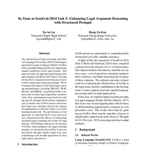 0xyuan At Semeval 2024 Task 5 Enhancing Legal Argument Reasoning With