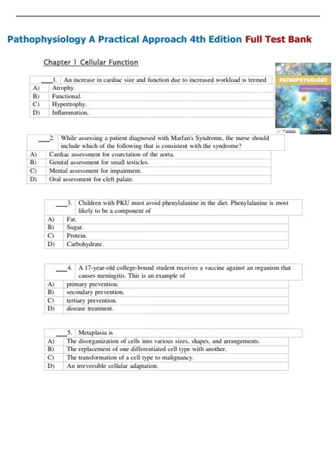 Pathophysiology A Practical Approach 4th Edition Test Bank Complete