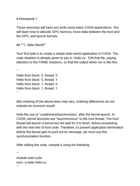 Cuda Exercises Pdf Kernel Operating System Thread Computing