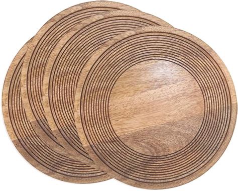 Fennco Styles Mango Wood Charger Plates 13 Round Set Of 4 Natural