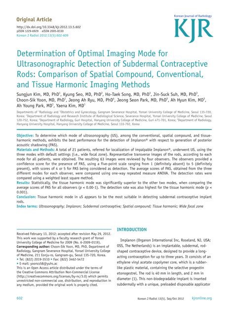 PDF Determination Of Optimal Imaging Mode For Ultrasonographic Detection Of Subdermal