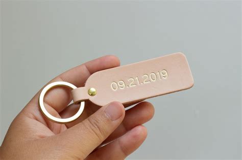 Custom Nude Leather Keychain Full Grain Leather Key Fob Etsy Canada