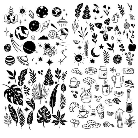 Premium Vector Things Icons Collection Black White Classic Handdrawn