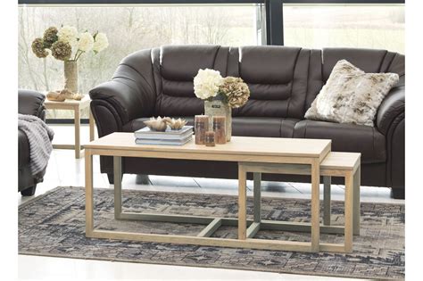 Table Basse Chene Blanchi Lot De Trois Hellin