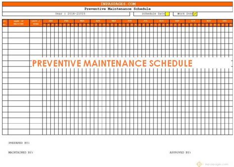 Pm Schedule Excel Template