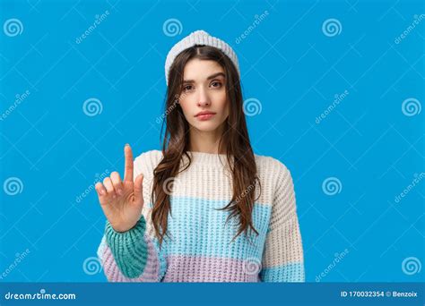 Rule Number One Serious Young Beautiful Girl Shaking Finger In