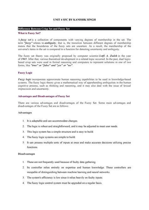 Soft Computing Unit 4 Unit 4 Sfc By Kanishk Singh Difference