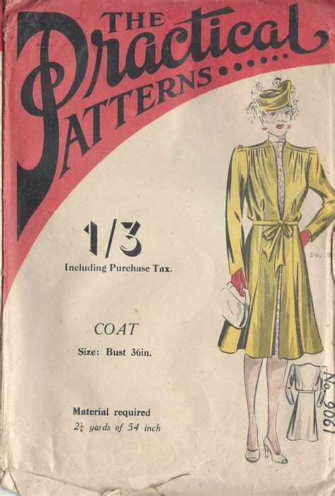 1941 Vintage Sewing Pattern B36 COAT R631 The Vintage Pattern Shop