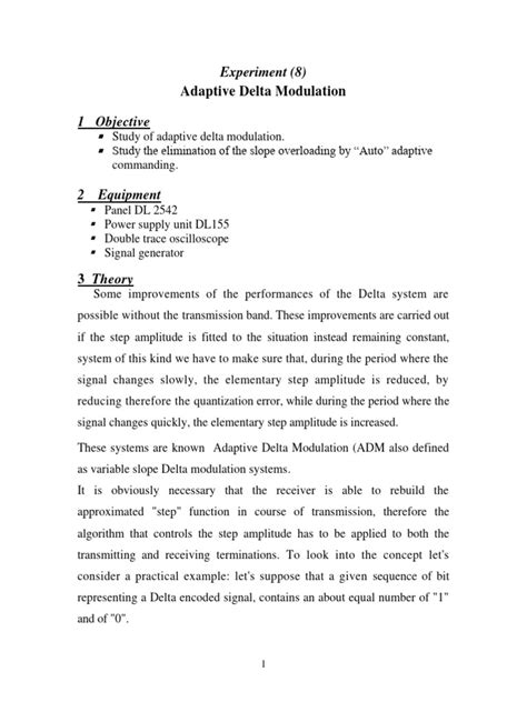 S02exp02adaptive Delta Modulation Download Free Pdf Modulation