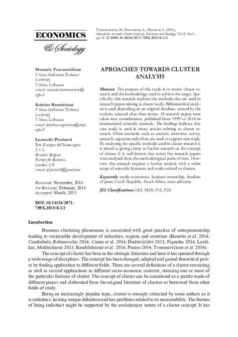 Pdf Aproaches Towards Cluster Analysis