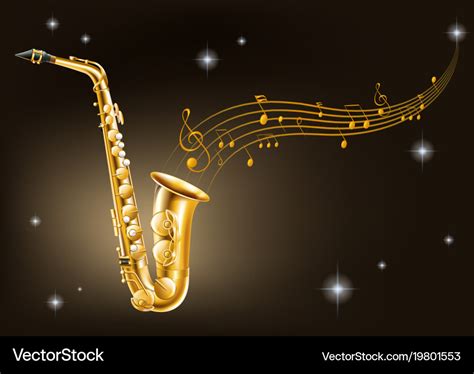Golden Saxophone On Black Background Royalty Free Vector