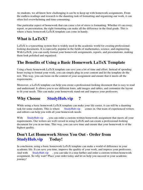 Basic Homework Latex Template Pdf World Wide Web Internet And Web
