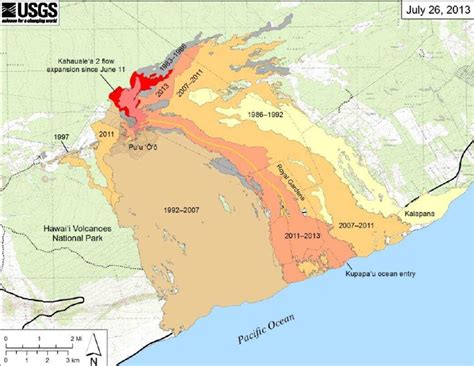 Small Scale Map Showing Kilaueas East Rift Zone Flow Field As Of 26