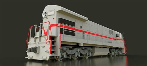 길고 무거운 철도 열차를 이동할 수 있는 강력한 힘과 힘을 가진 현대식 회색 디젤 철도 기관차 3d 렌더링 프리미엄 사진