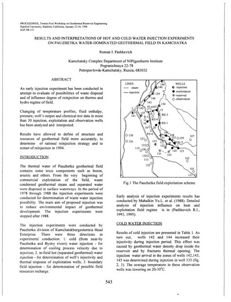 Pdf Results And Interpretations Of Hot And Cold Water Injection