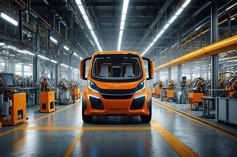 Premium Photo Automating Electric Truck Production 3D Rendering Robot