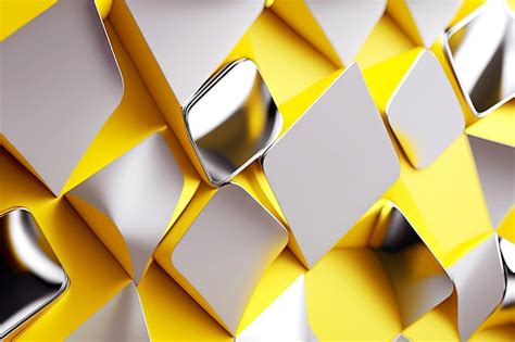 Premium Photo Silvery Yellow 3d Render Abstract Geometric Background With Rhombic Faces