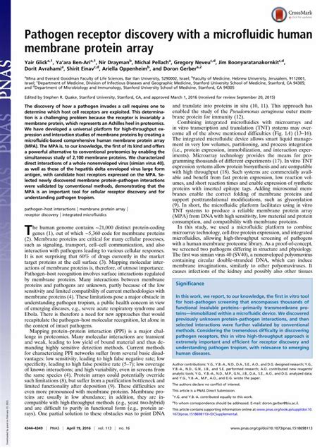 Pdf Pathogen Receptor Discovery With A Microfluidic Human Tion Is A Challenging Problem