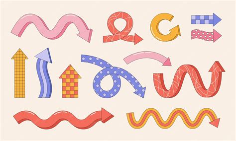 Coleção De Diferentes Ponteiros De Seta Divertidos E Abstratos Sinais Dinâmicos De Seta De