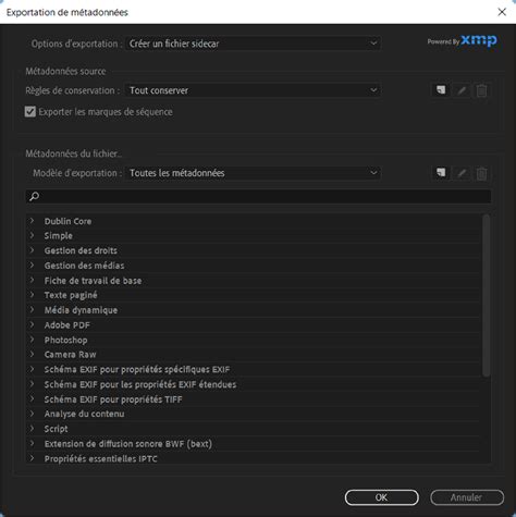 Référence des paramètres dexportation pour Adobe Media Encoder