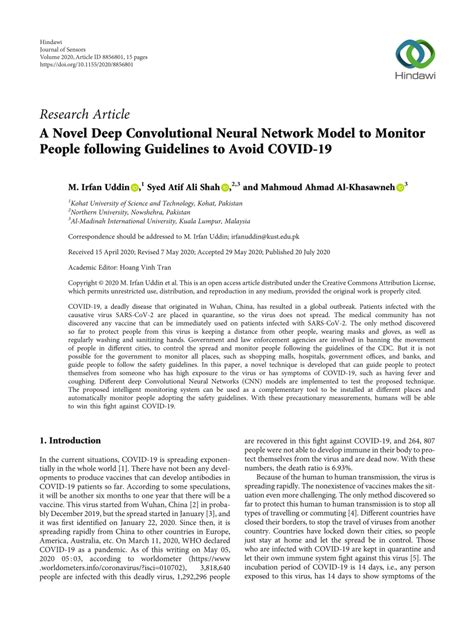 PDF A Novel Deep Convolutional Neural Network Model To Monitor People