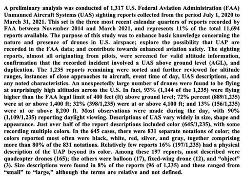 Faa Unmanned Aircraft Systems Uas Sighting Reports A Preliminary Survey