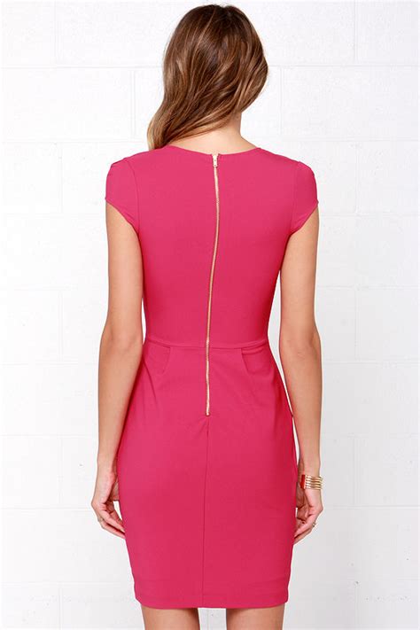 Pretty Fuchsia Dress Sheath Dress Cocktail Dress 4800