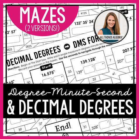 Degrees Minutes Seconds DMS And Decimal Degrees DD Mazes All Things Algebra