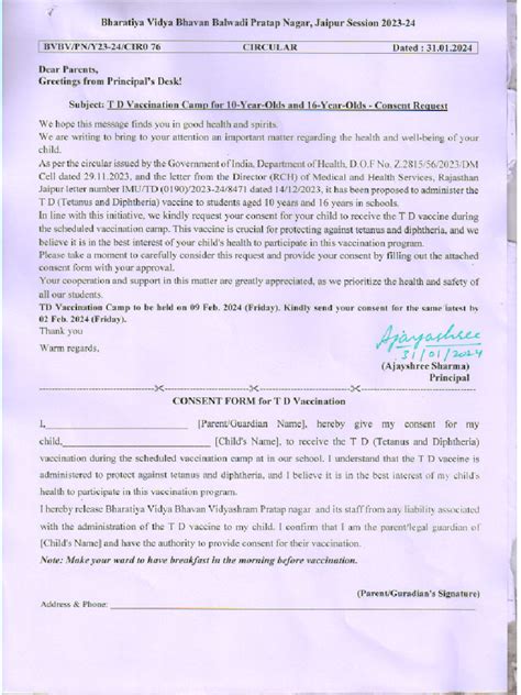 Circular Td Vaccination Camp Pdf